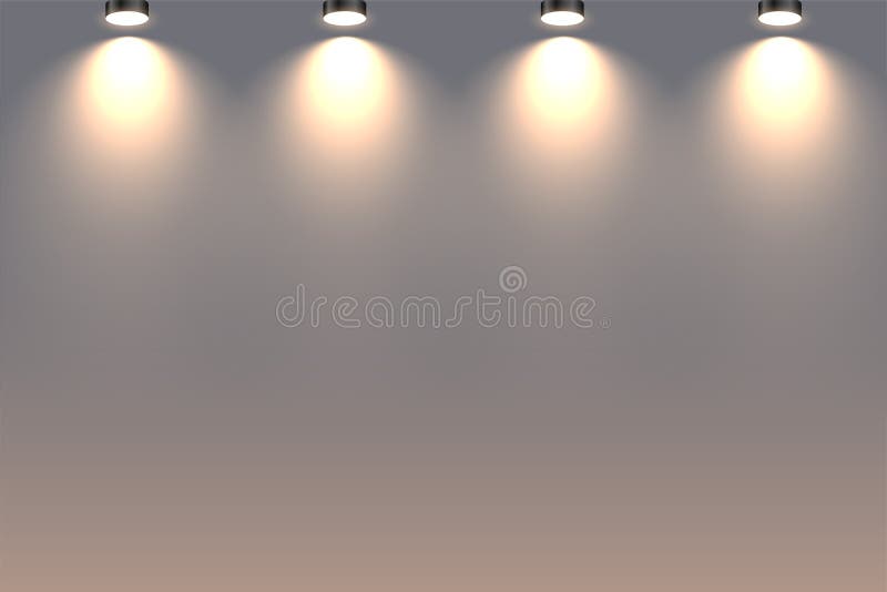 Wall with Spotlights and Wooden Floor. Stock Vector - Illustration of ...