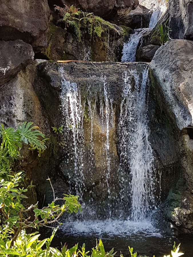 Decorative Waterfall in the City Park Stock Photo - Image of natural ...