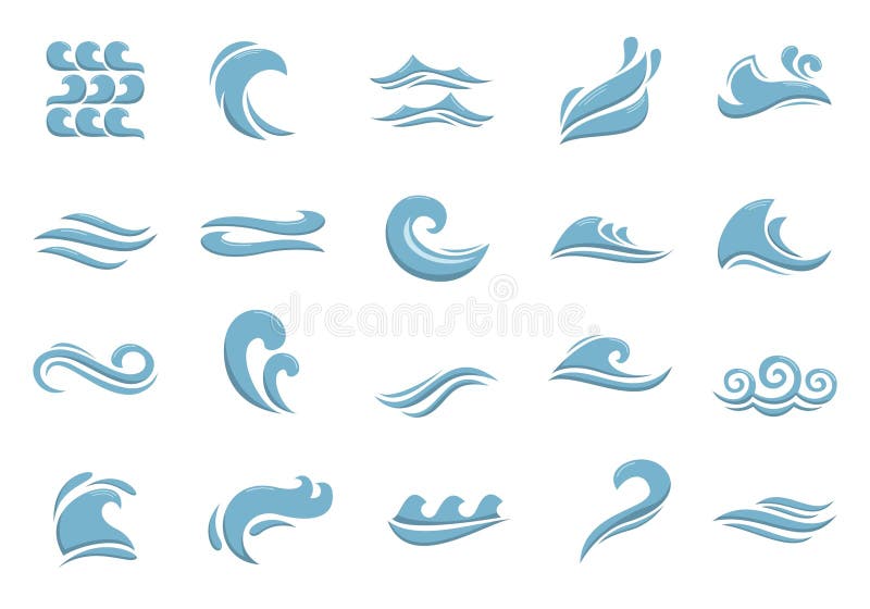 Decorative Wave Design Element Set Stock Illustration - Illustration of ...