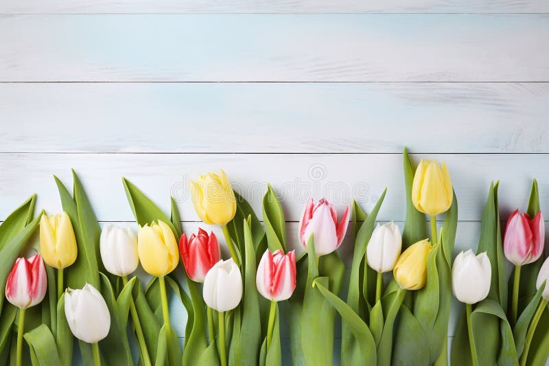 Decorative Web Banner Tulip Border with Copy Space Frame Composition ...