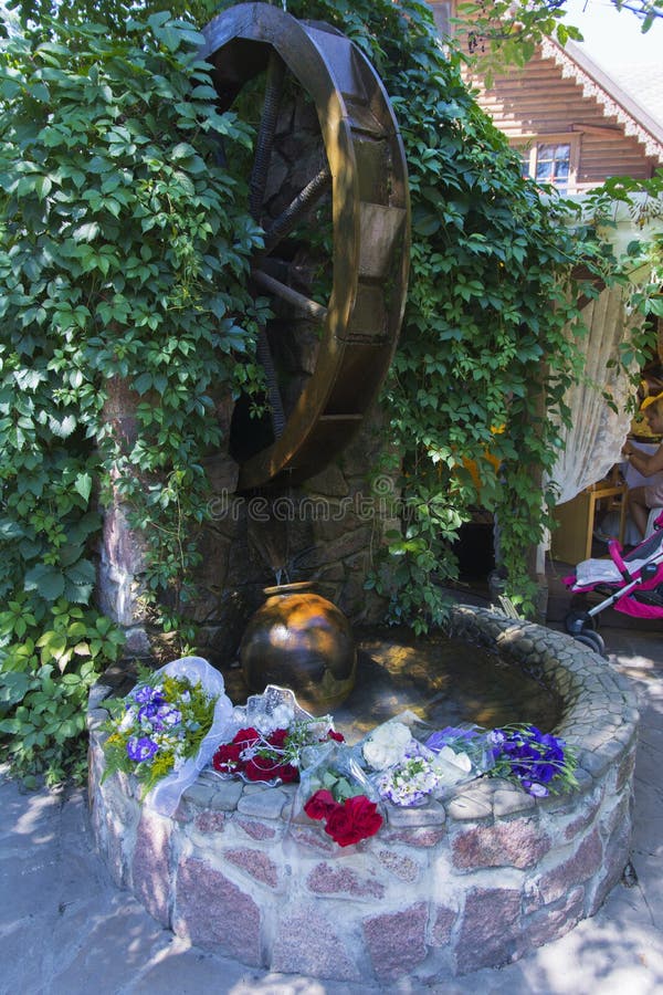 Decorative Wheel To Water Flow Stock Photo - Image of nature, mountain ...