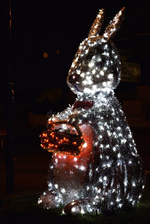 Bunny Easter in the Night Light Stock Image - Image of abstract, light ...