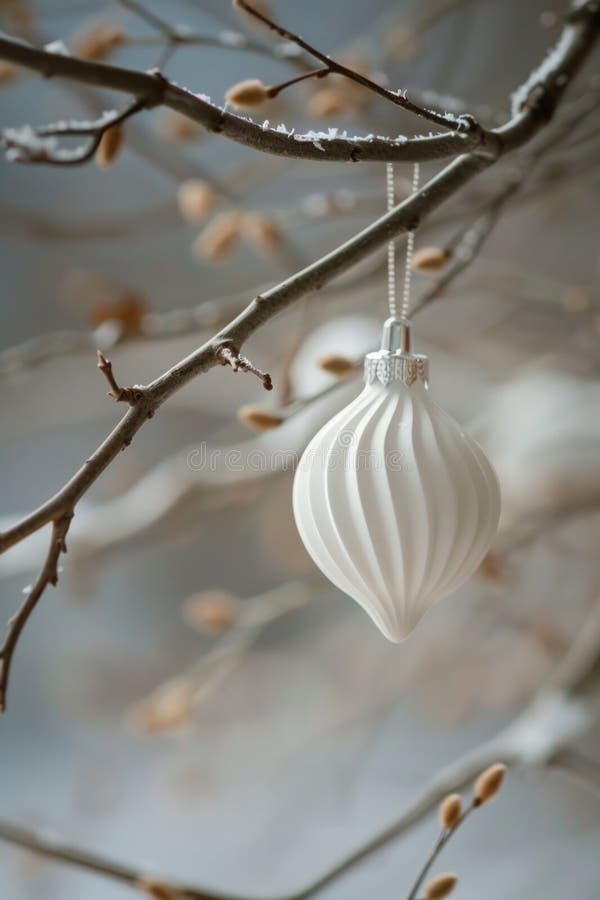 A Decorative White Ornament Hangs from a Tree Branch, Perfect for ...