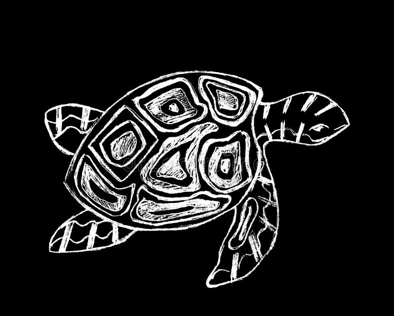 Decorative White Sea Turtle on a Black Background Stock Illustration ... Decorative White Sea Turtle on a Black Background Stock Illustration ...