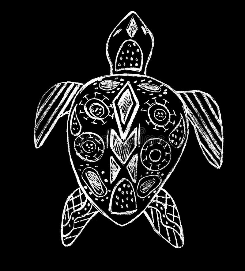 Decorative White Sea Turtle on a Black Background Stock Illustration ... Decorative White Sea Turtle on a Black Background Stock Illustration ...