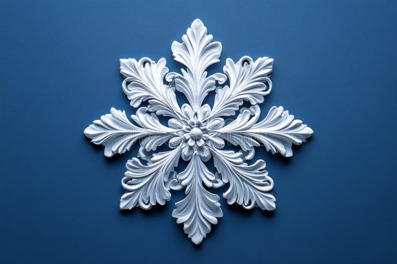 Decorative White Snowflake Design Against a Vibrant Blue Background ...