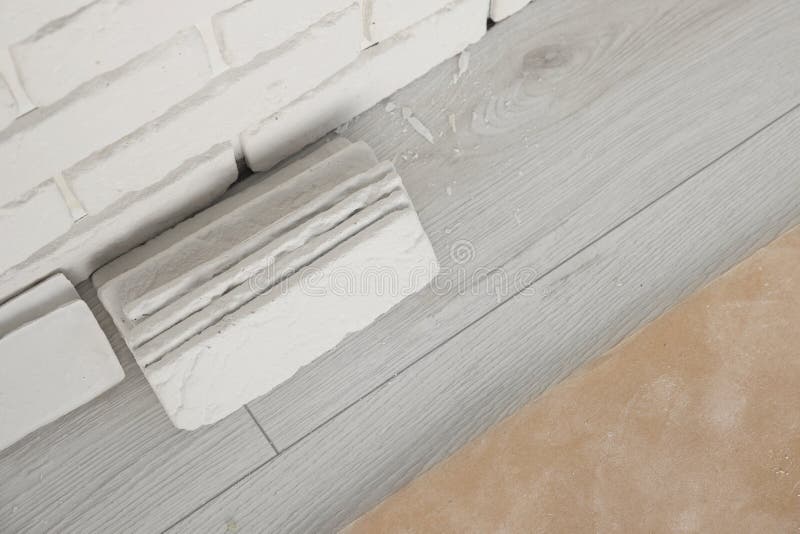 Decorative White Wall Tiles on Floor in Room, Above View Stock Photo ...