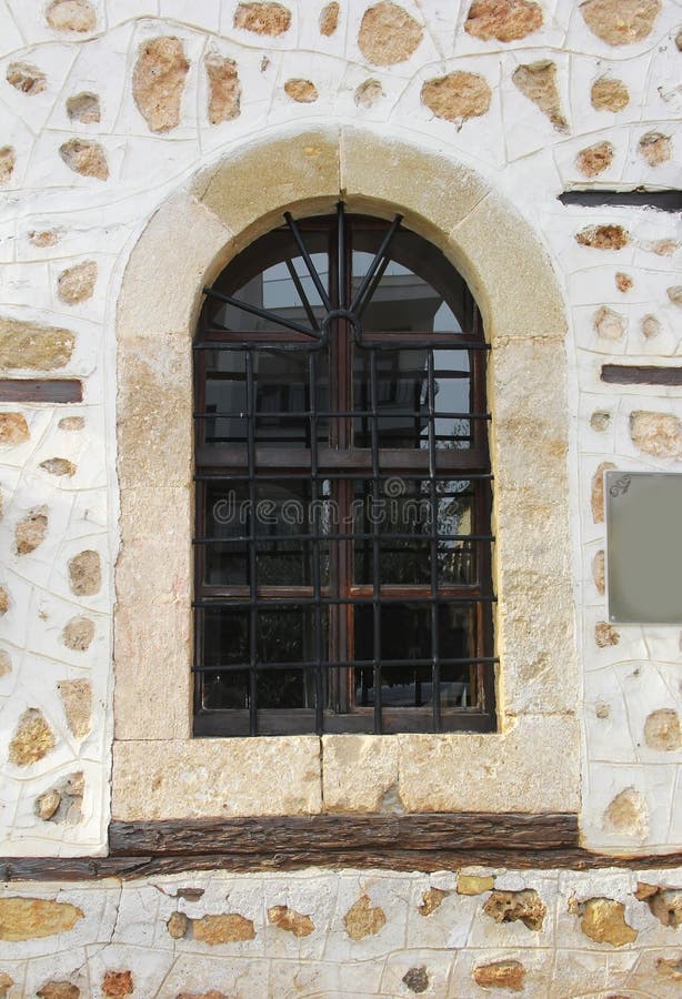 Decorative Windows in the Building with Metal Bars Stock Image - Image ...