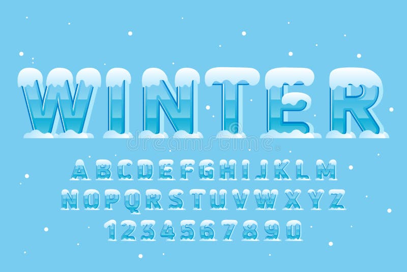Decorative Winter with Snow Font and Alphabet Stock Vector ...
