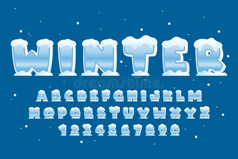 Decorative Winter with Snow Font and Alphabet Stock Vector ...