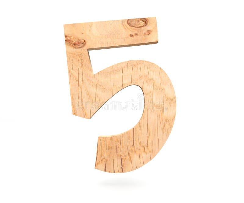 Decorative Wooden Alphabet Digit Five Symbol - 5. 3d Rendering ...