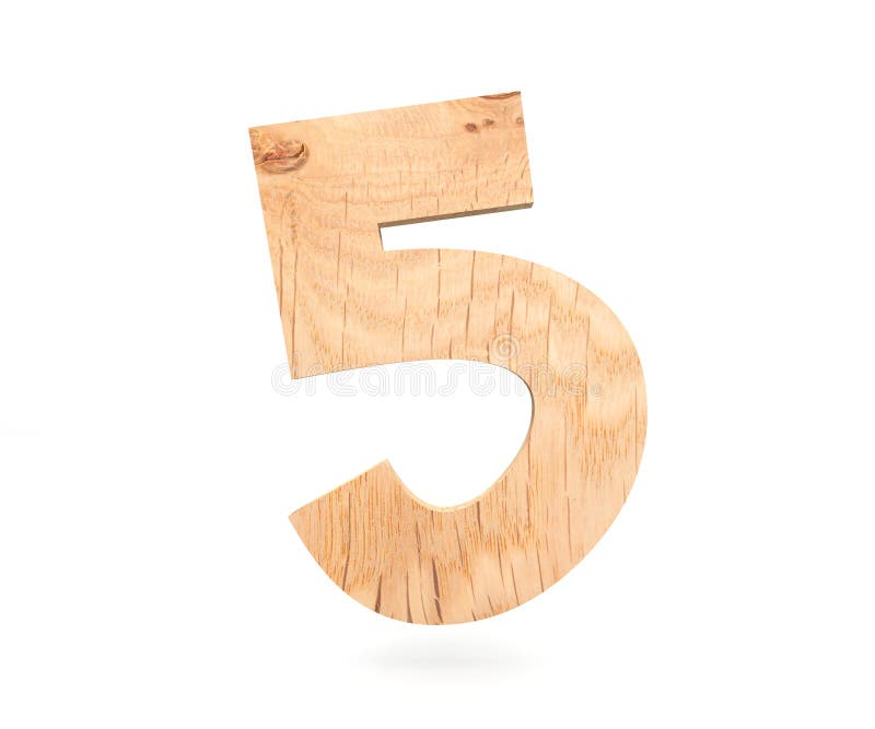 Decorative Wooden Alphabet Digit Five Symbol - 5. 3d Rendering ...