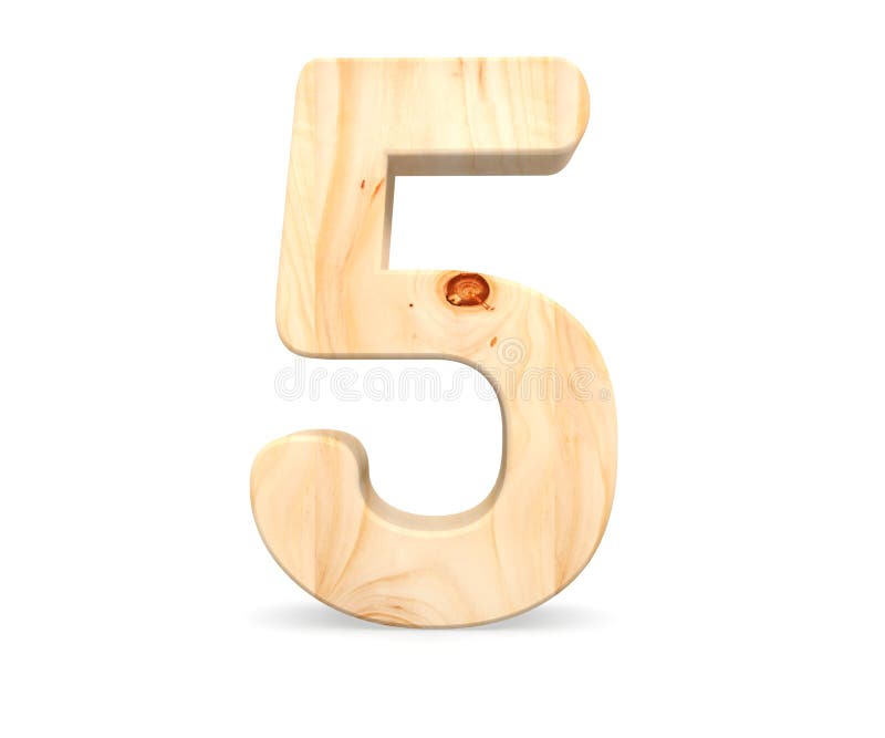 Decorative Wooden Alphabet Digit Five Symbol - 5. 3d Rendering ...