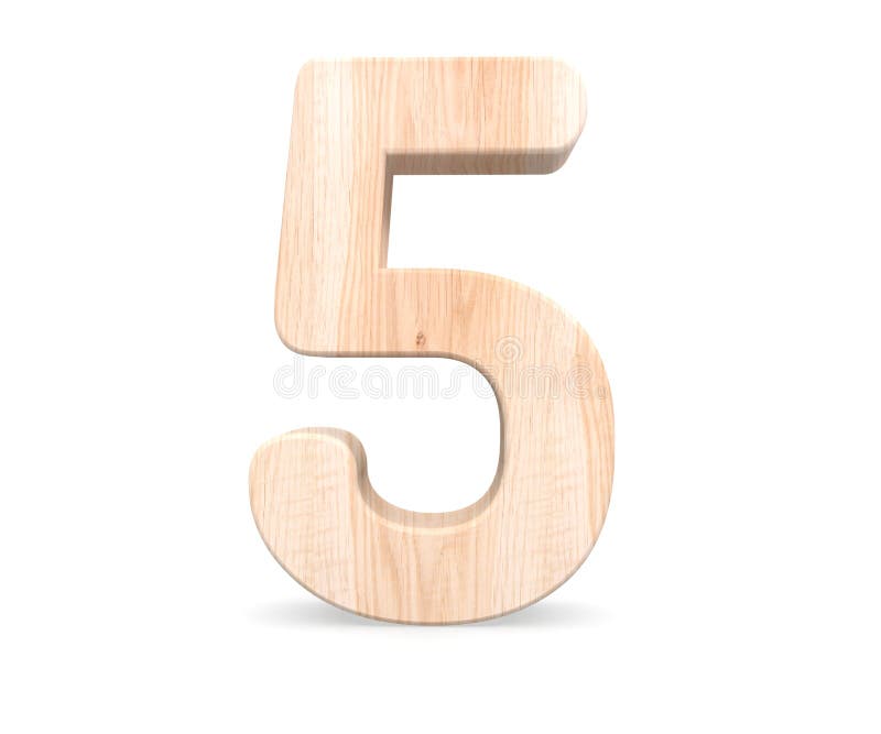 Decorative Wooden Alphabet Digit Five Symbol - 5. 3d Rendering ...