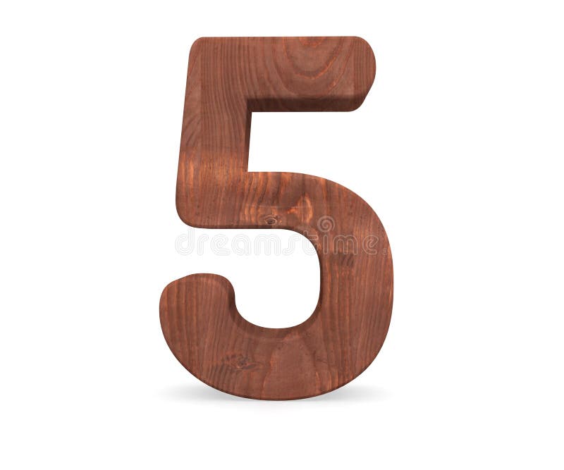 Decorative Wooden Alphabet Digit Five Symbol - 5. 3d Rendering ...