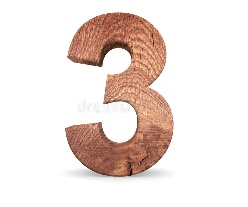 Decorative Wooden Alphabet Digit Three Symbol - 3. 3d Rendering ...
