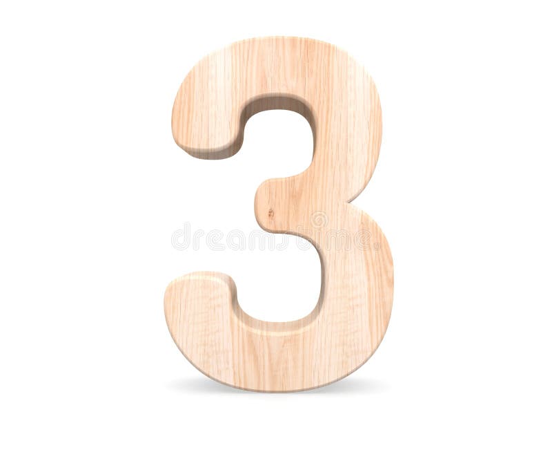 Decorative Wooden Alphabet Digit Three Symbol - 3. 3d Rendering ...