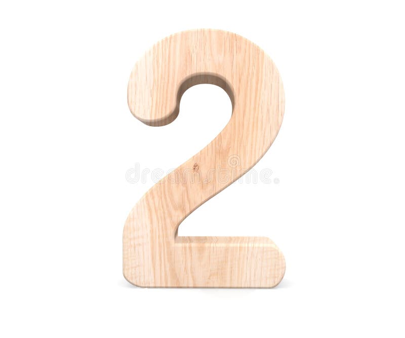 Decorative Wooden Alphabet Digit Two Symbol - 2. 3d Rendering ...