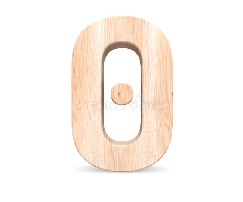 Decorative Wooden Alphabet Digit Zero Symbol - 0. 3d Rendering ...