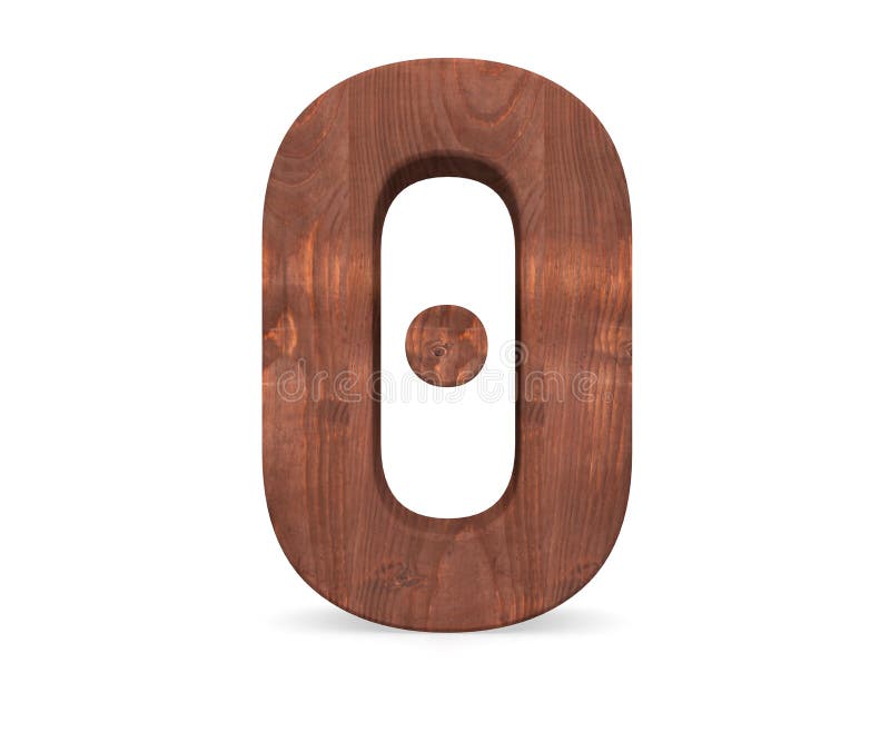 Decorative Wooden Alphabet Digit Zero Symbol - 0. 3d Rendering ...