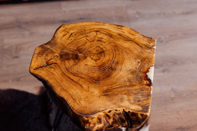 Decorative Wooden Coffee Table in Loft Style. Antique Table with Elements of Epoxy Resin. in the ...