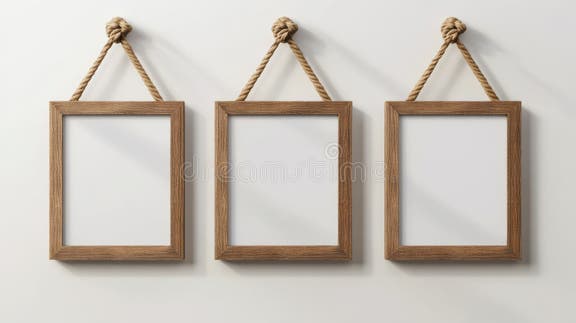 Decorative Wooden Frames Hanging on a White Wall Ready for Artwork ...