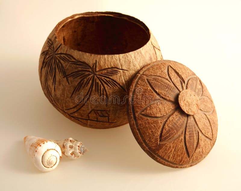 Decorative wooden pot stock image. Image of shells, store - 2047867