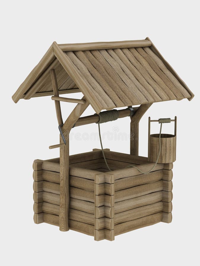 Decorative wooden well stock illustration. Illustration of ...