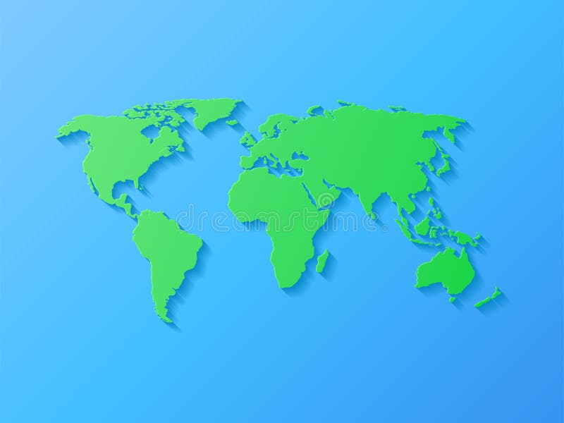 Decorative World Map with Shadow Stock Vector - Illustration of ...