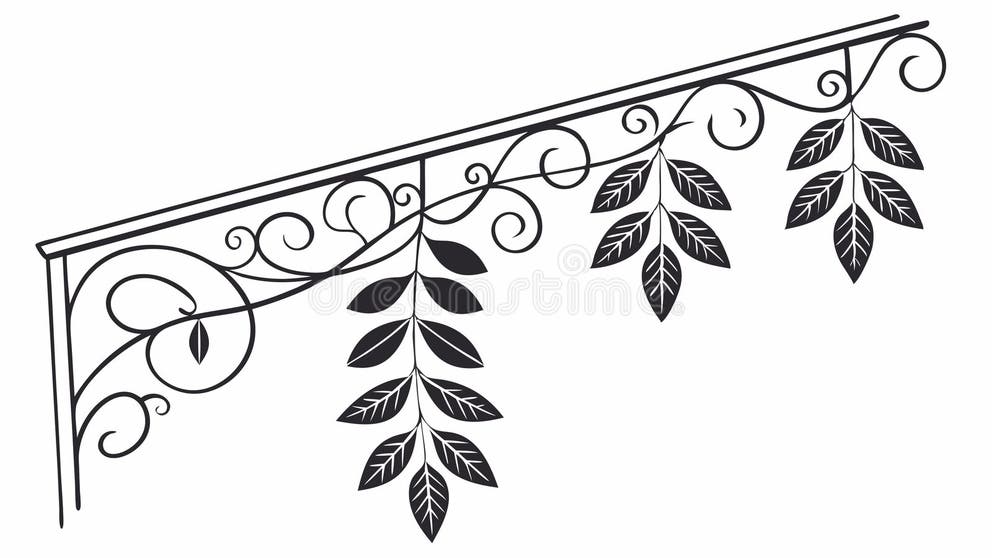 Decorative Wrought Iron Balcony or Frame, Architectural Element ...