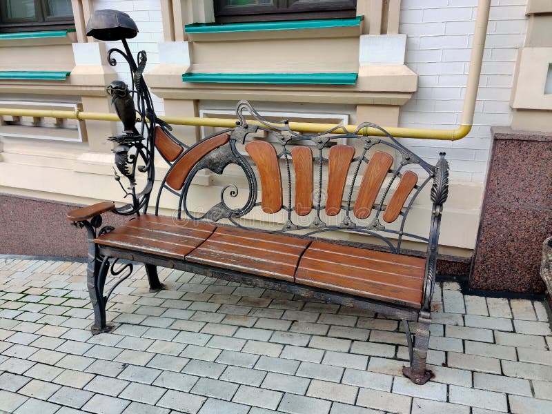 Decorative Wrought Iron Bench with Vintage Handmade Design Elements ...
