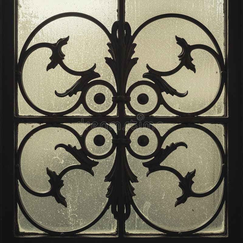 Decorative Wrought Iron Window Grille with Intricate Scrollwork ...