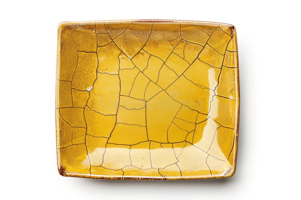 Decorative Yellow Ceramic Plate with Rustic Texture Stock Illustration ...