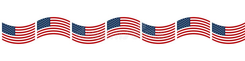 Decorative Border with Wavy Flag of United States Pattern, Seamless ...