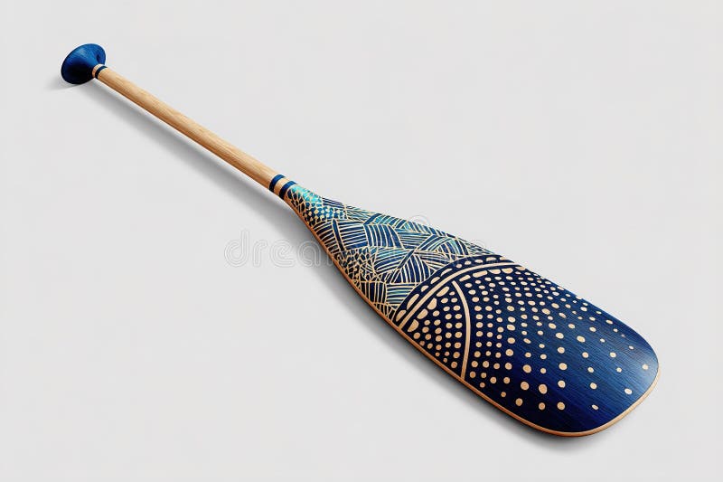 Decoratively Painted Canoe Paddle with Intricate Designs on a Light ...