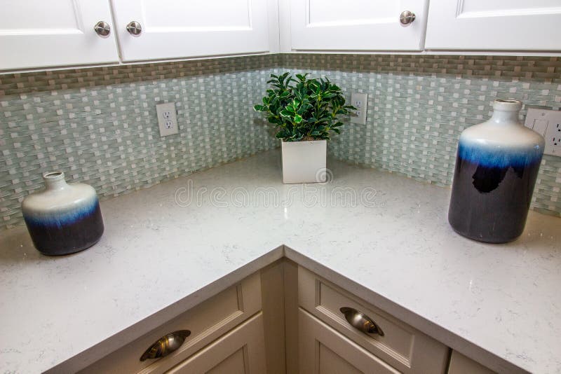 Decorator Jugs and Plant on Kitchen Counter Stock Image - Image of ...