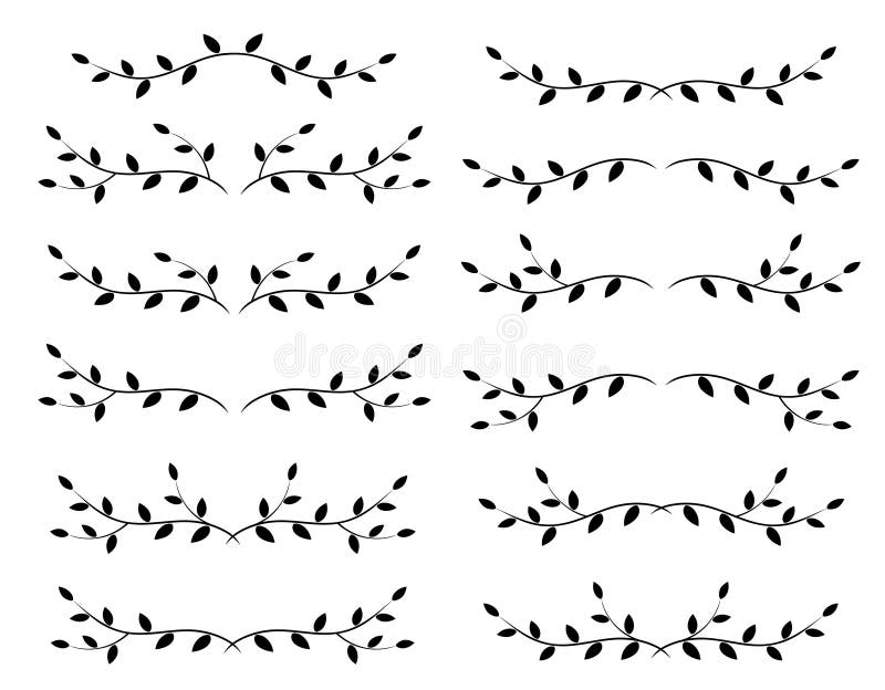 Decoratve Set of Dividers and Borders with Branches Stock Vector ...