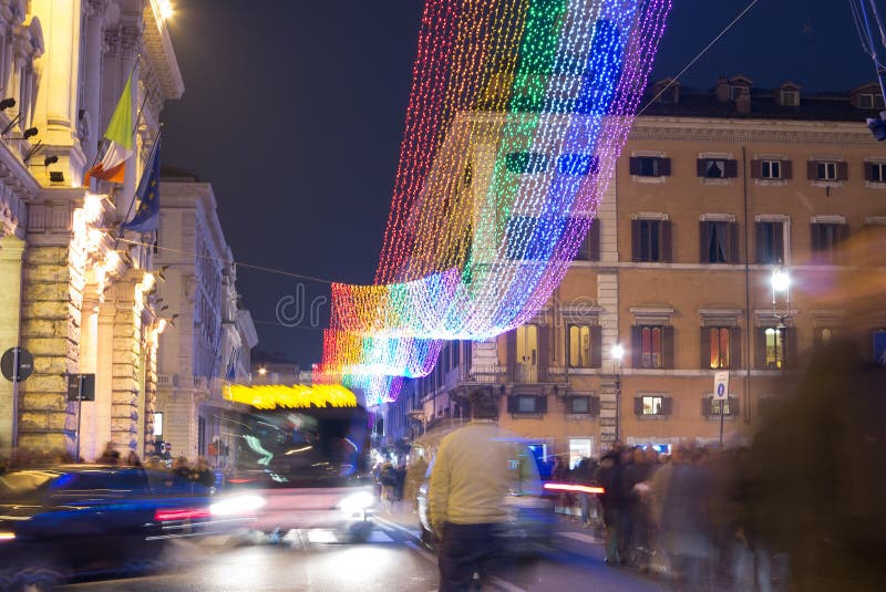 Decorazioni Della Via Di Natale a Roma Immagine Editoriale - Immagine ...