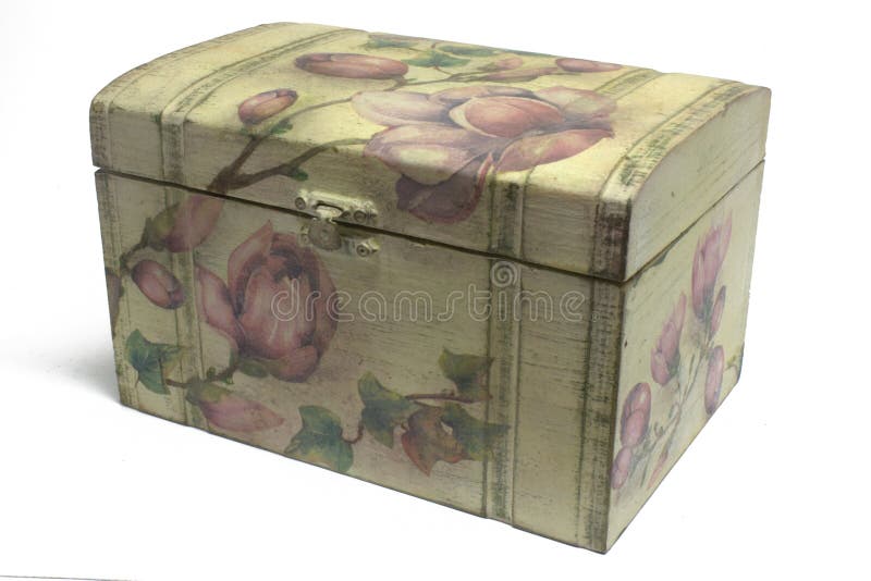 Decoupage box stock image. Image of isolated, wood, cassette - 13524139