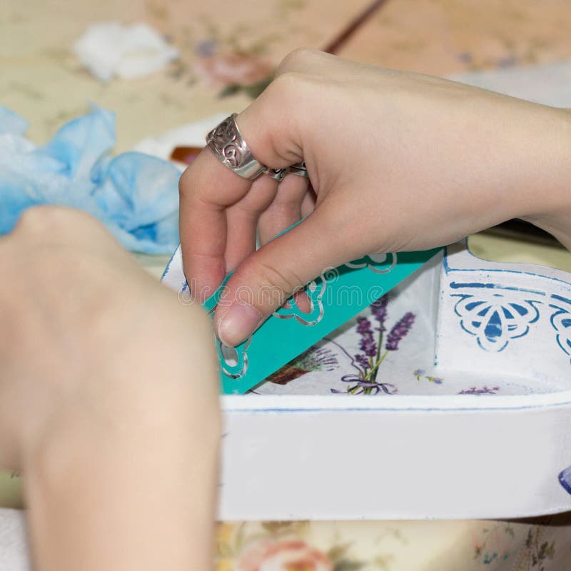 Decoupage handmade stock image. Image of decoupage, label - 259721535