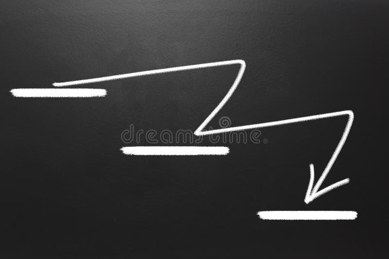 Decrease Arrow Down on Blackboard Stock Image - Image of graph, black: 26047679