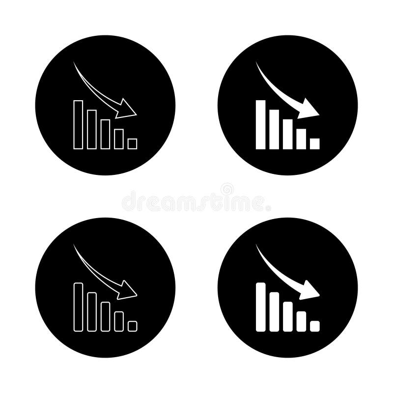 Decrease Bar Chart Icon on Black Circle. Statistic Sign Symbol Stock Illustration - Illustration ...