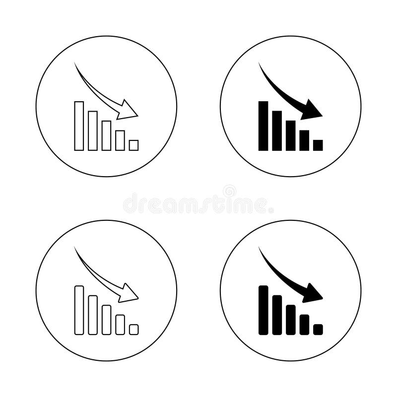 Decrease Bar Chart Icon on Circle Line. Statistic Sign Symbol Stock Illustration - Illustration ...