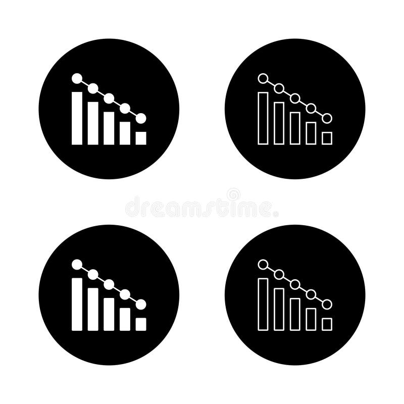 Decrease Bar Chart Icon Set on Black Circle. Market Crash Concept Stock Vector - Illustration of ...