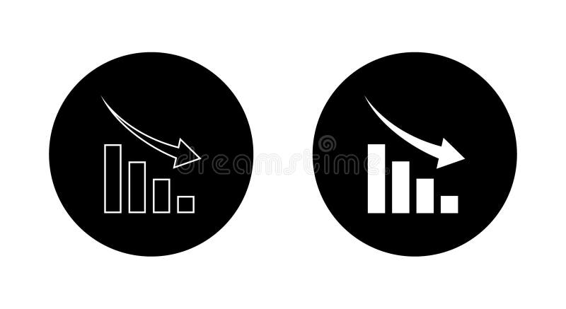 Decrease Bar Graph Icon on Black Circle. Market Crash Concept Stock Vector - Illustration of ...