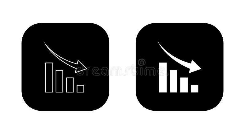 Decrease Bar Graph Icon on Black Square. Statistic Concept Stock Vector - Illustration of ...