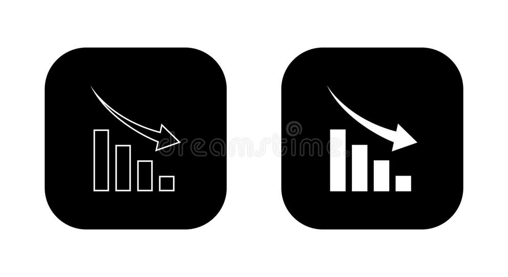 Decrease Bar Graph Icon on Black Square. Statistic Concept Stock Vector - Illustration of ...