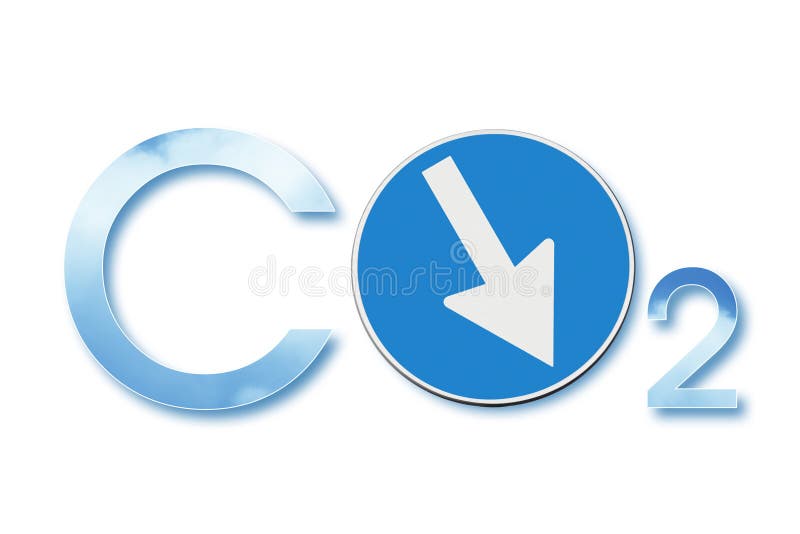 Decrease in CO2 - Carbon Dioxide Concept with Arrow Sign Going Down ...