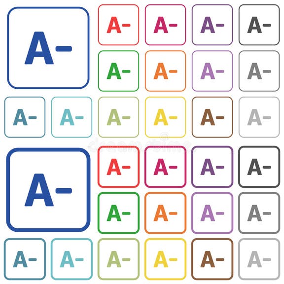 Decrease Font Size Outlined Flat Color Icons Stock Vector - Illustration of printing, capital ...