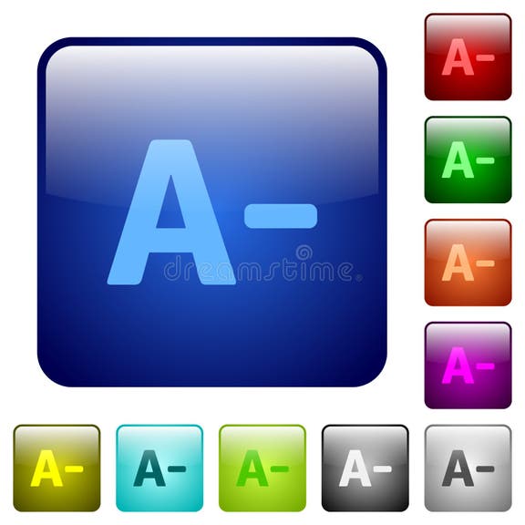 Decrease Font Size Color Square Buttons Stock Vector - Illustration of icons, buttons: 188840150